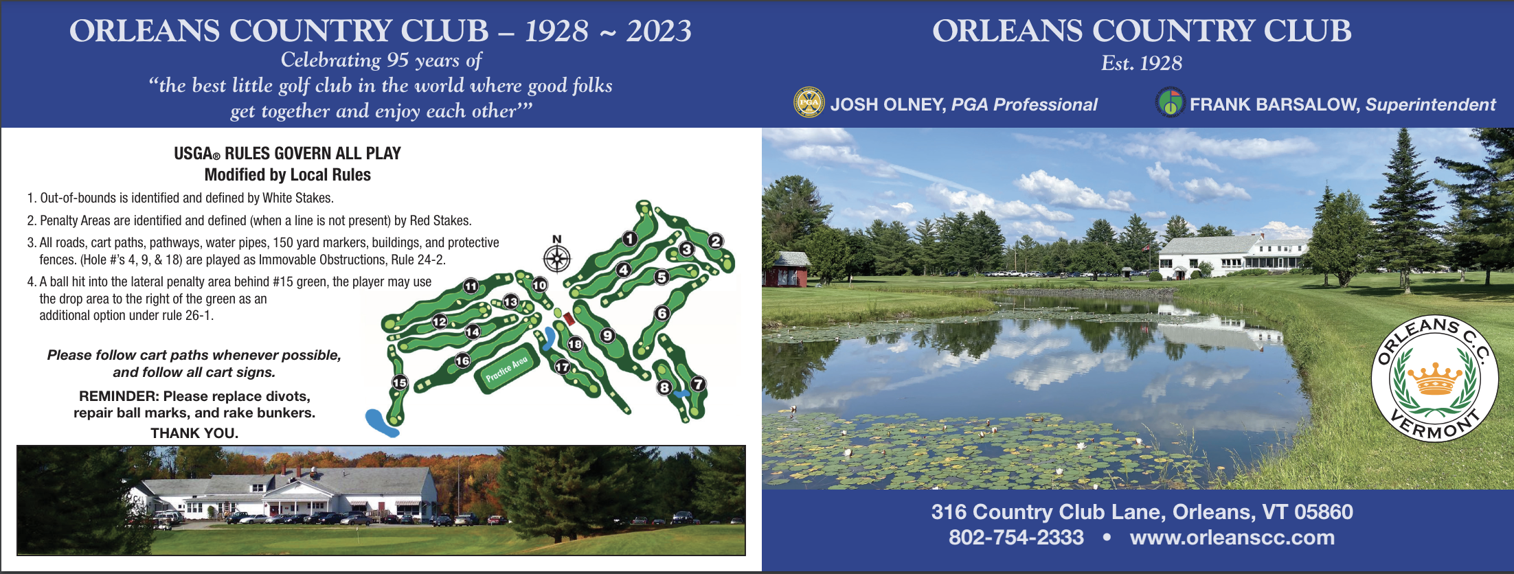 OCC Scorecard, Practice Facilities, Pro Shop - Orleans Country Club