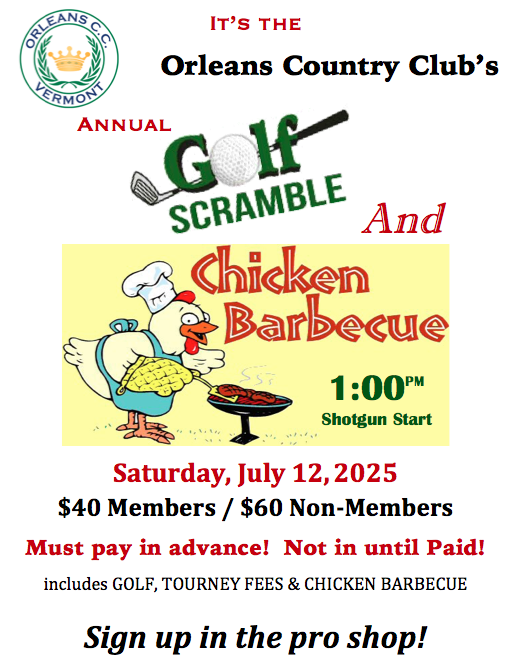 Annual Chicken BBQ & Golf Scramble - Orleans Country Club